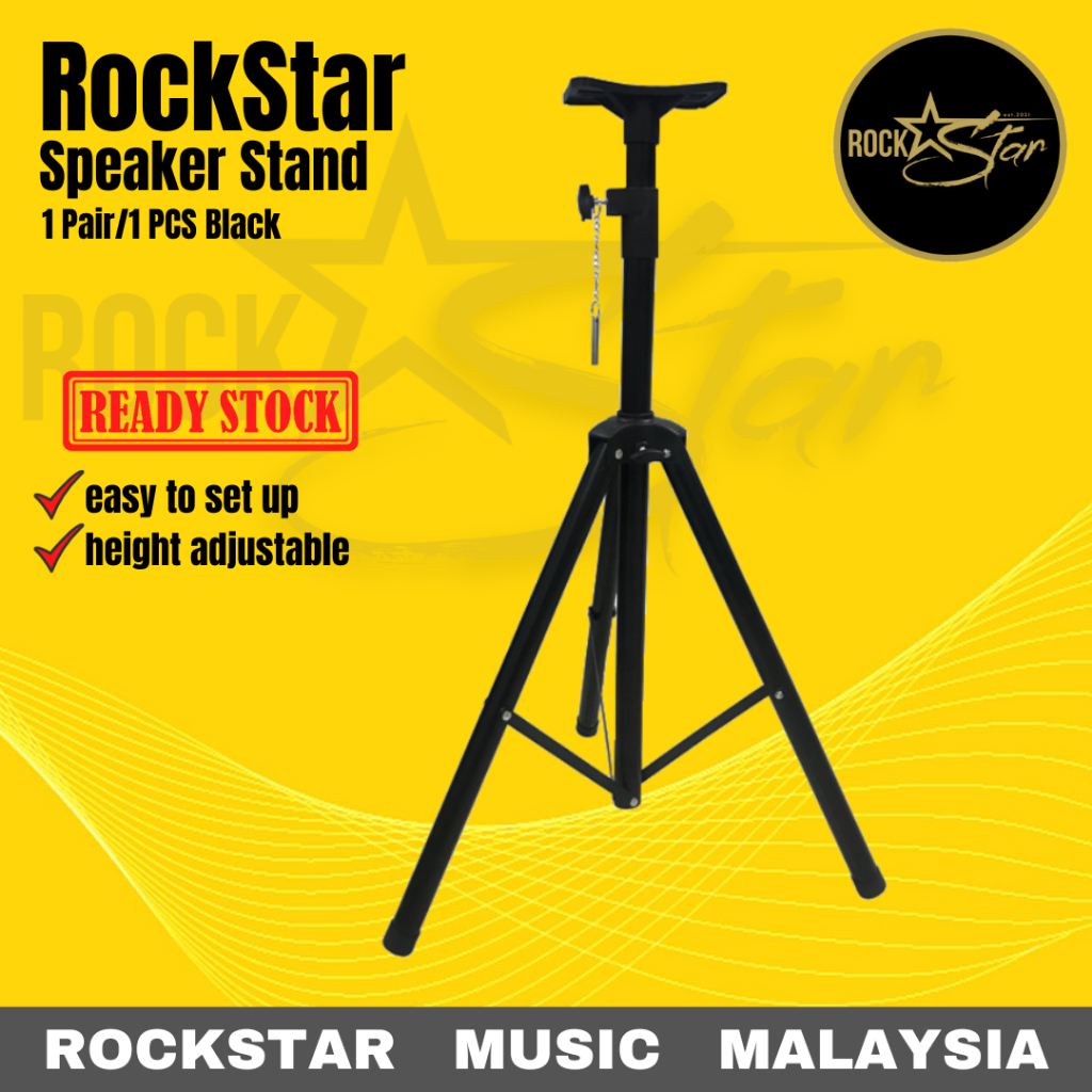 Rockstar Heavy Duty Adjustable Speaker Stand Metal Foldable Tripod PA Stand ( SPS-502M ...