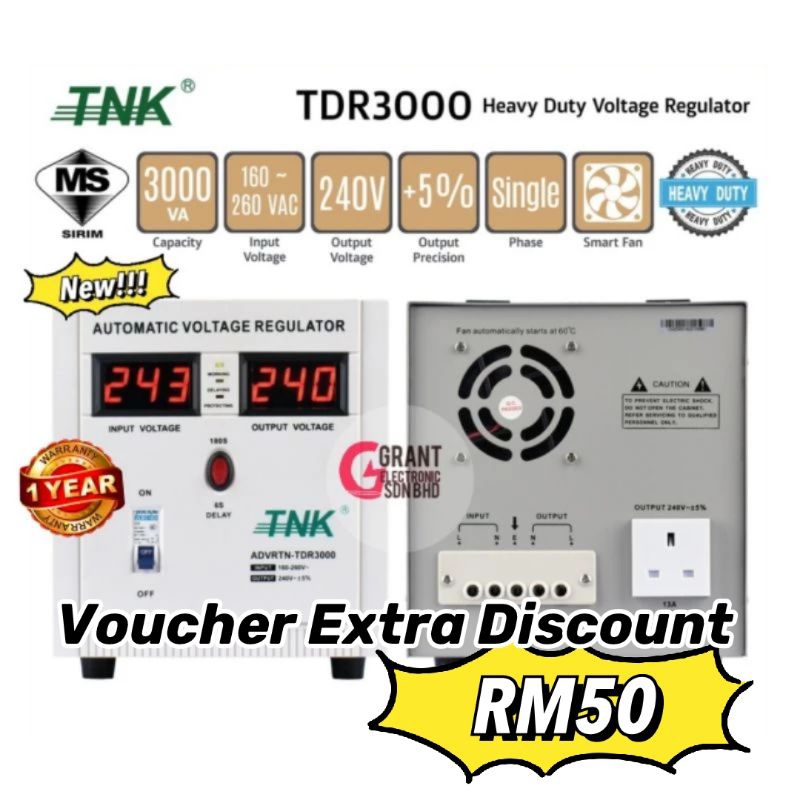 TNK 3000VA Heavy Duty Voltage Regulator ADVRTN-TDR3000 Automatic ...