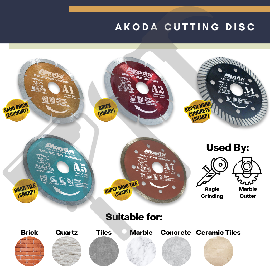 4" Akoda Cutting Disc Grinding Disc Diamond blade Mata Potong Tile ...