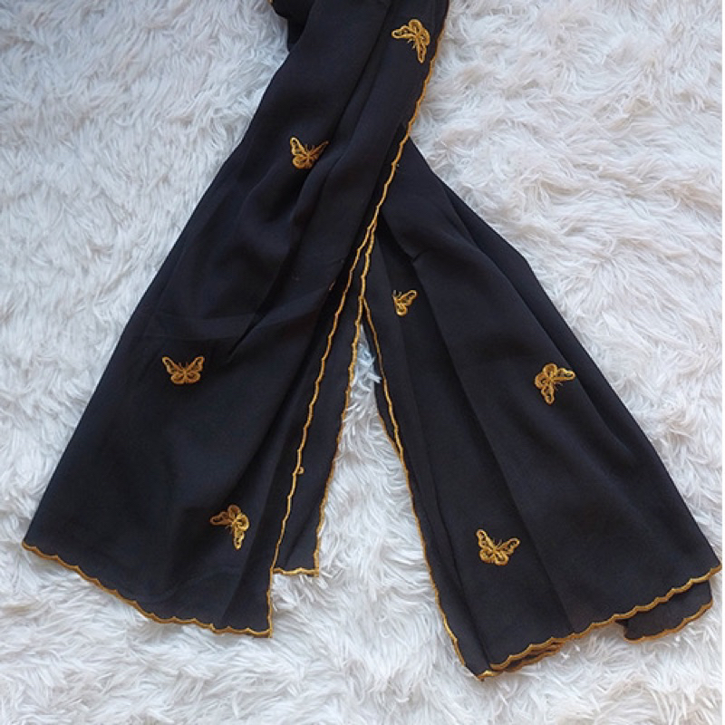 shawl sulam shawl sulam kain Korean chiffon full Sulam Mawar NEW ...