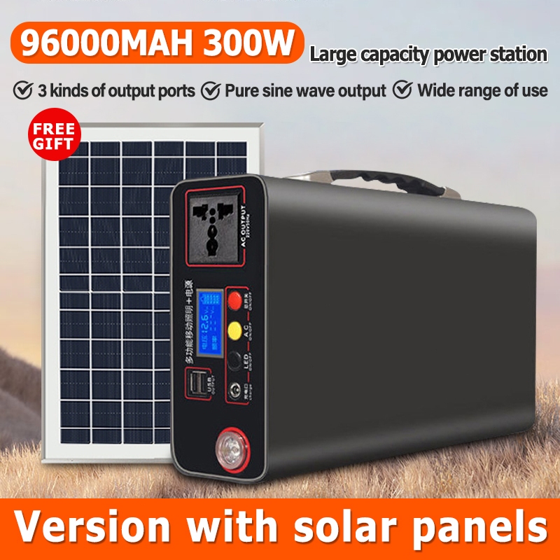 300W Portable Power Station with Solar Panel 220V Output Emergency ...