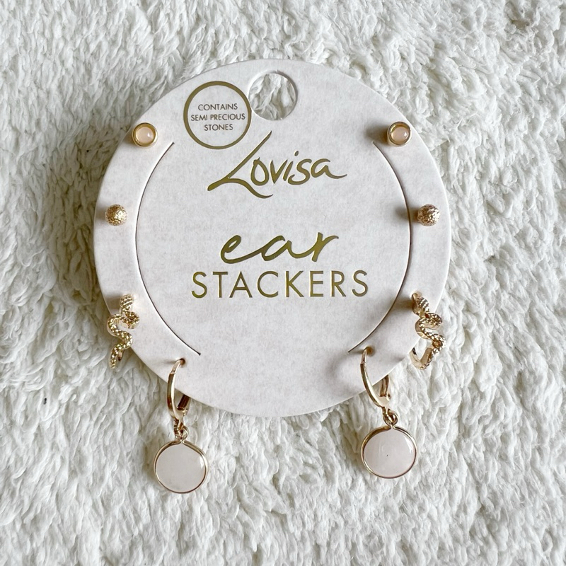 Lovisa Gold Rose Quartz Snake Stacker Earring Set | Shopee Malaysia
