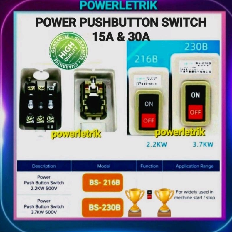 🔥READY STOCK🔥 METAL CLAD ON-OFF PUSH BUTTON 15A / 30A POWER CONTROL/ON ...