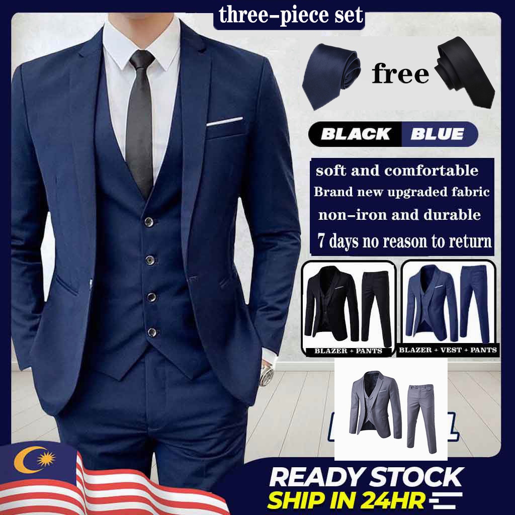 [M'sia Ready Stock] three-piece set Business Best Man Pant Suits ...
