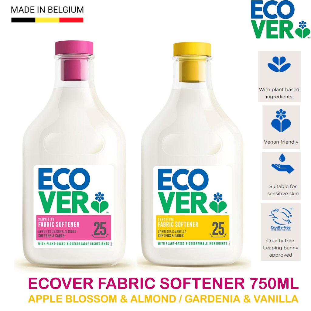 ECOVER FABRIC SOFTENER 750ML - PLANT BASED I SENSITIVE SKIN I VEGAN FRIENDLY | Shopee Malaysia