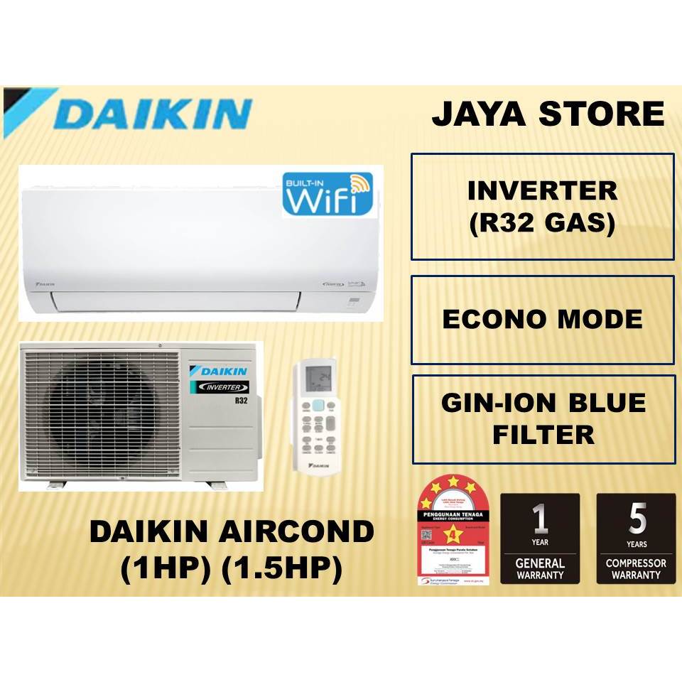 Daikin R32 Inverter Air Conditioner Ftkf Series Aircond 1 0hp 1 5hp