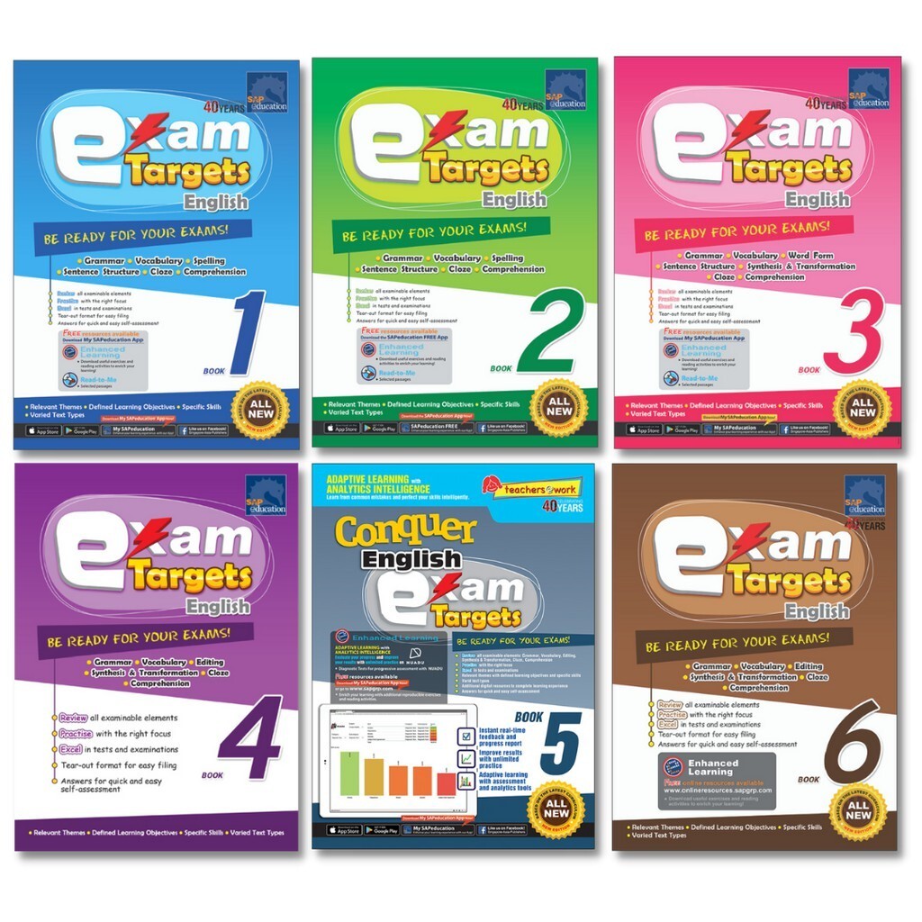 Conquer Exam Targets English Book 1 - 6 | Revision | Primary English ...