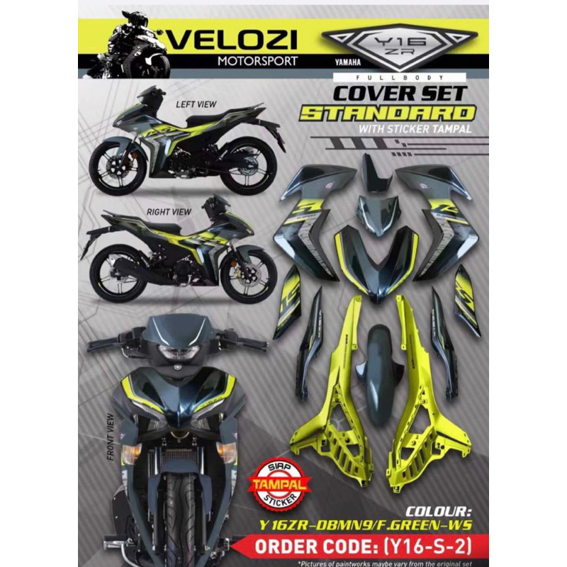 VELOZI YAMAHA Y16 Y16ZR STANDARD DESIGN DBMN9 / F.GREEN BODY KIT COVER ...