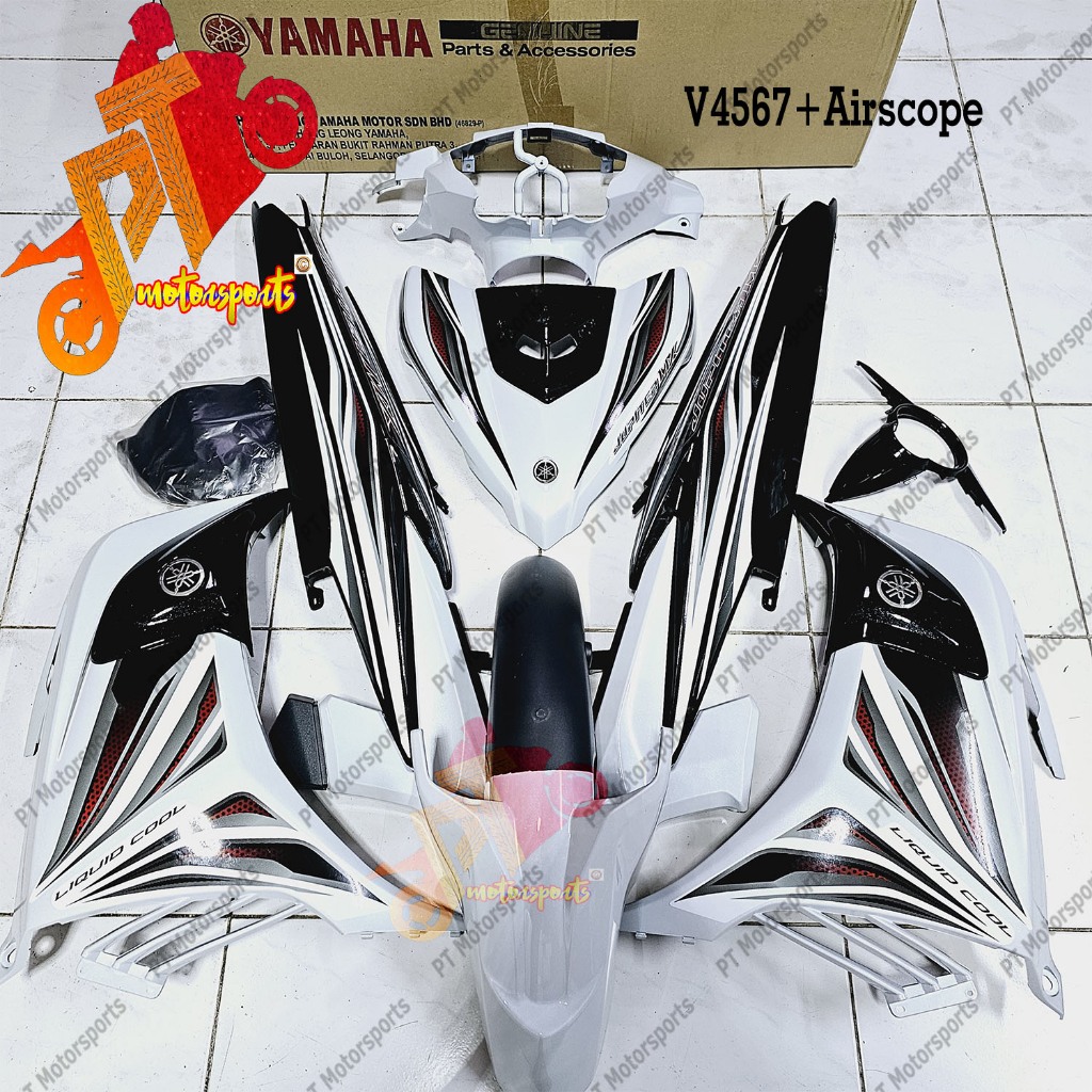 100% HLY Original Yamaha LC 135 Cover Set Aura Black White Aura Jupiter ...