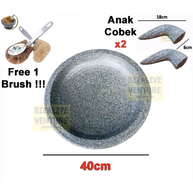 (35cm & 40cm) Lesung Gesek Batu | Mortar and Pestle | Cobek Batu ...