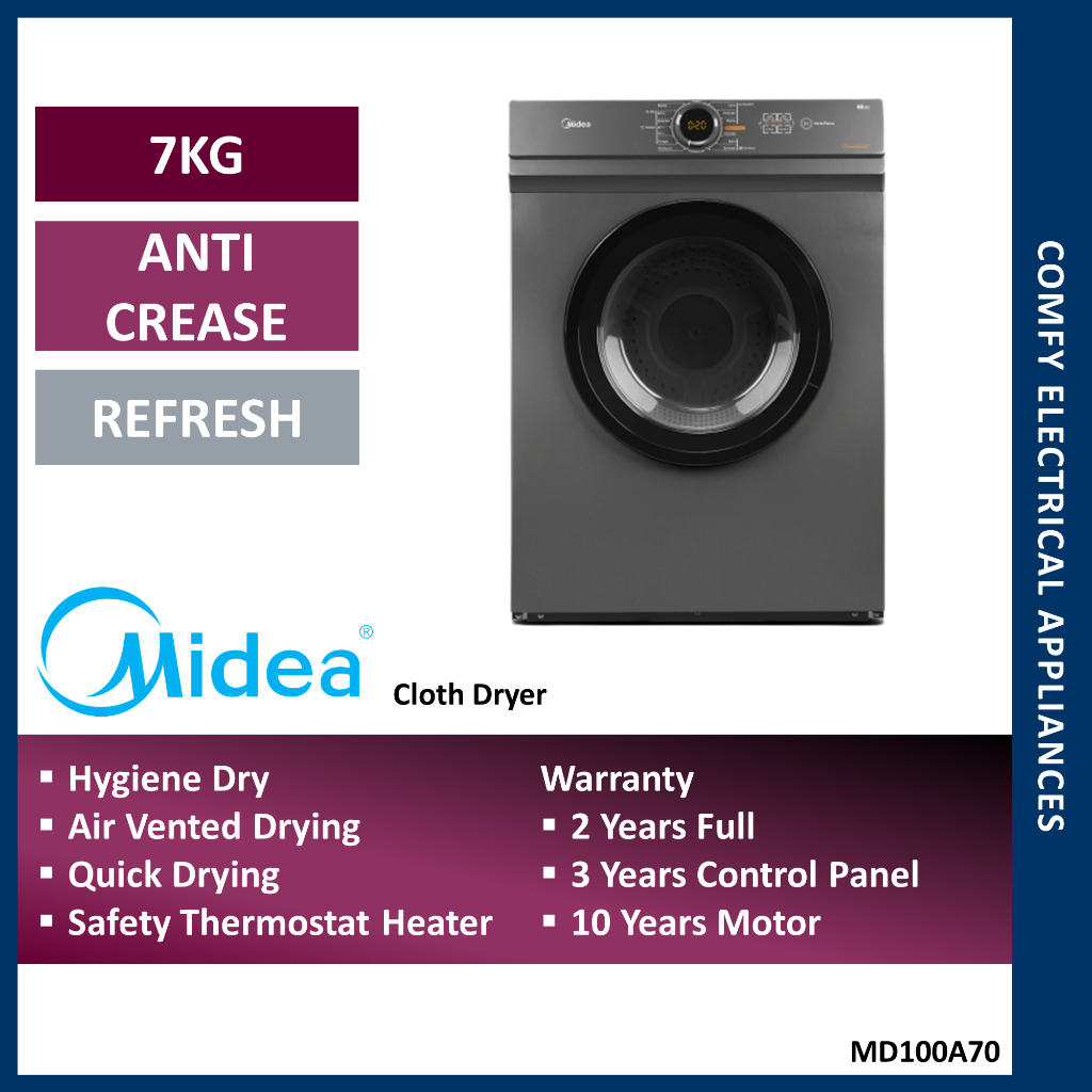 Midea 7KG Cloths Dryer Anti Crease Dryer Hygiene Dry Venting Cloths ...