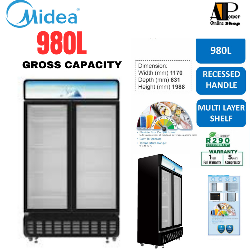 Midea 980L Double Door Show Case MDRZ952FGG30 Showcase Chiller ...