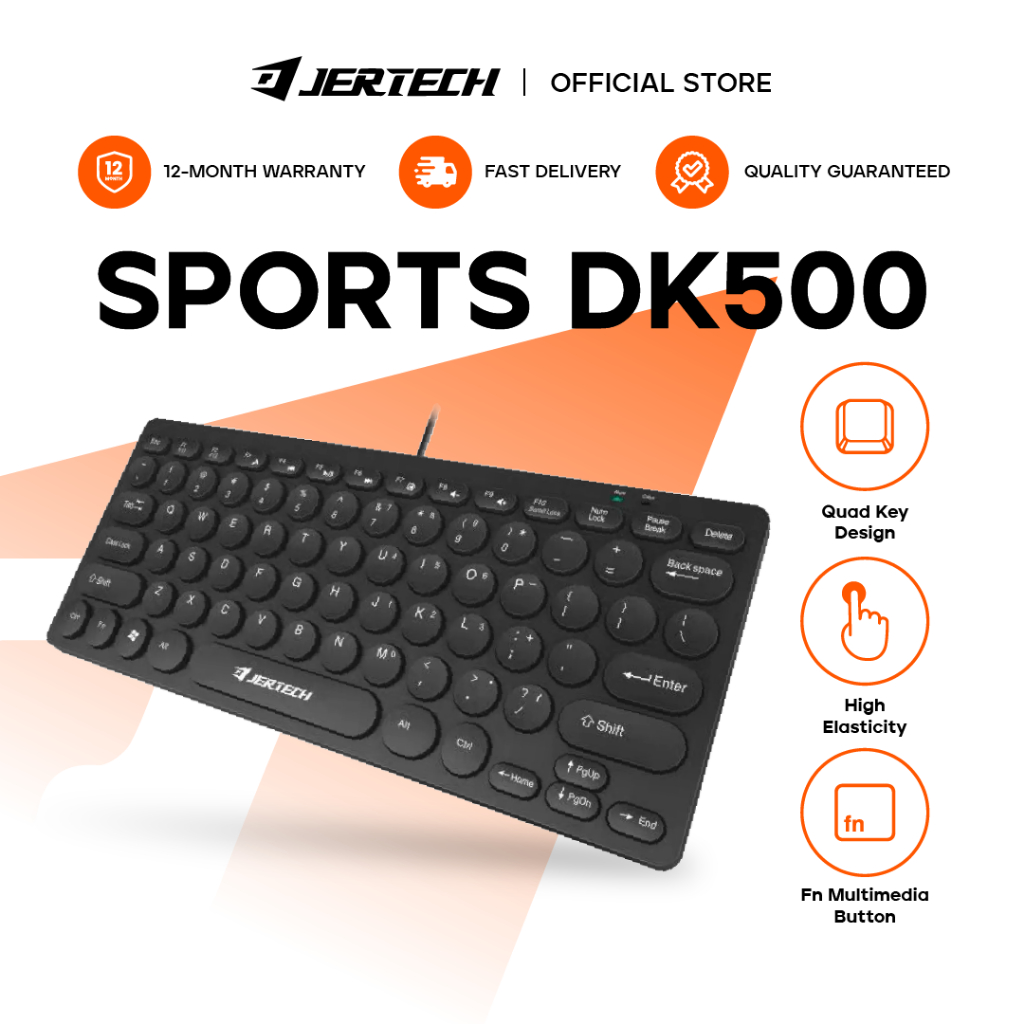 Jertech DK500 Sports 77 Keys Mini Multimedia Wired Keyboard - Black ...