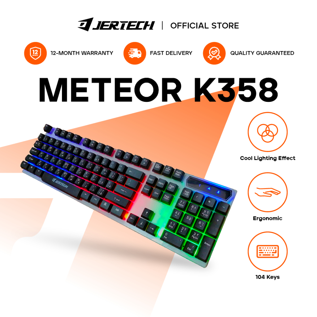 Jertech K358 Meteor 104 Keys Full Size LED Gaming Keyboard - White ...