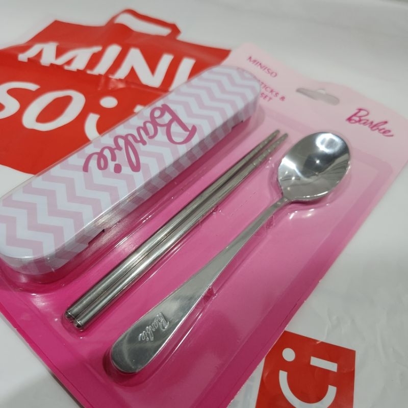 Ready Stock Malaysia - Miniso x Barbie Chopsticks & Spoon Set (Cutlery ...