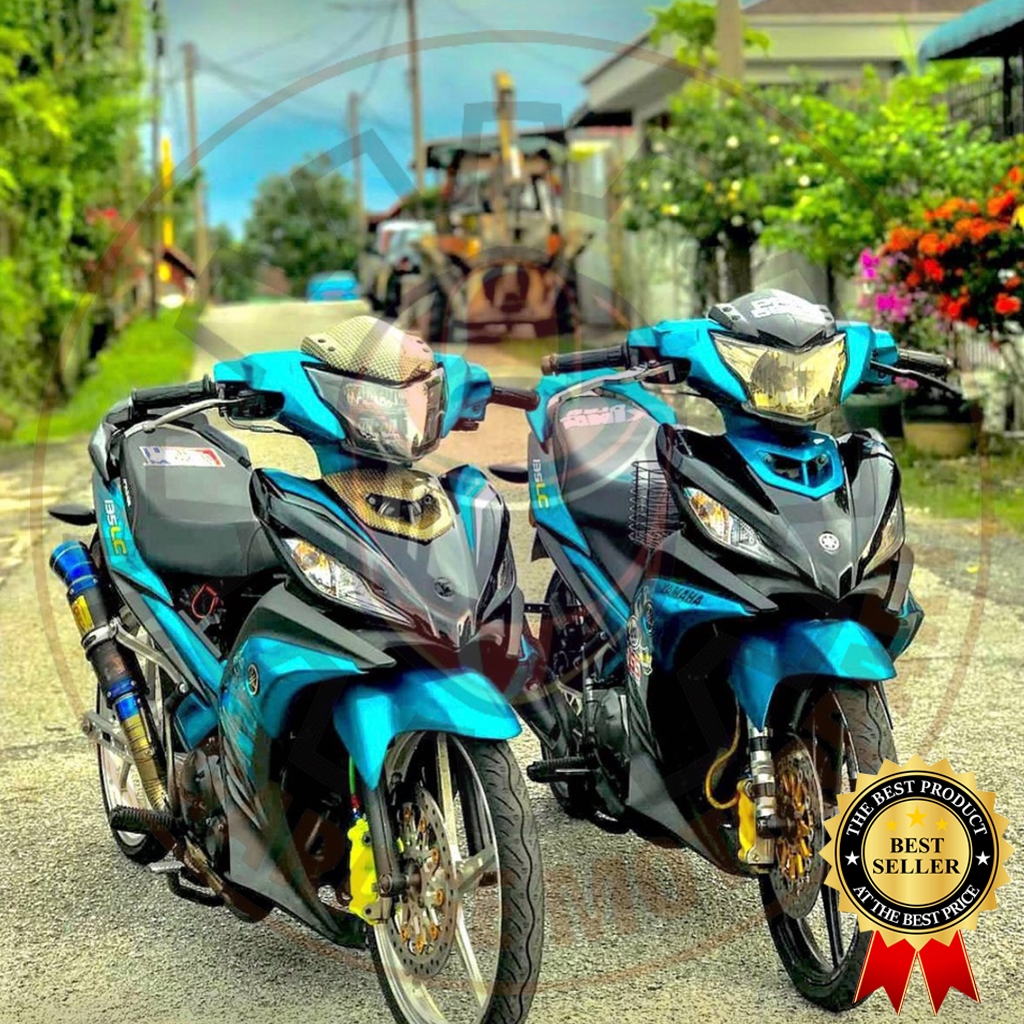 COVERSET YAMAHA SIAP TANAM LC135 LC V7 METALIC CYAN GLOSSY KILAT DOCTOR ...