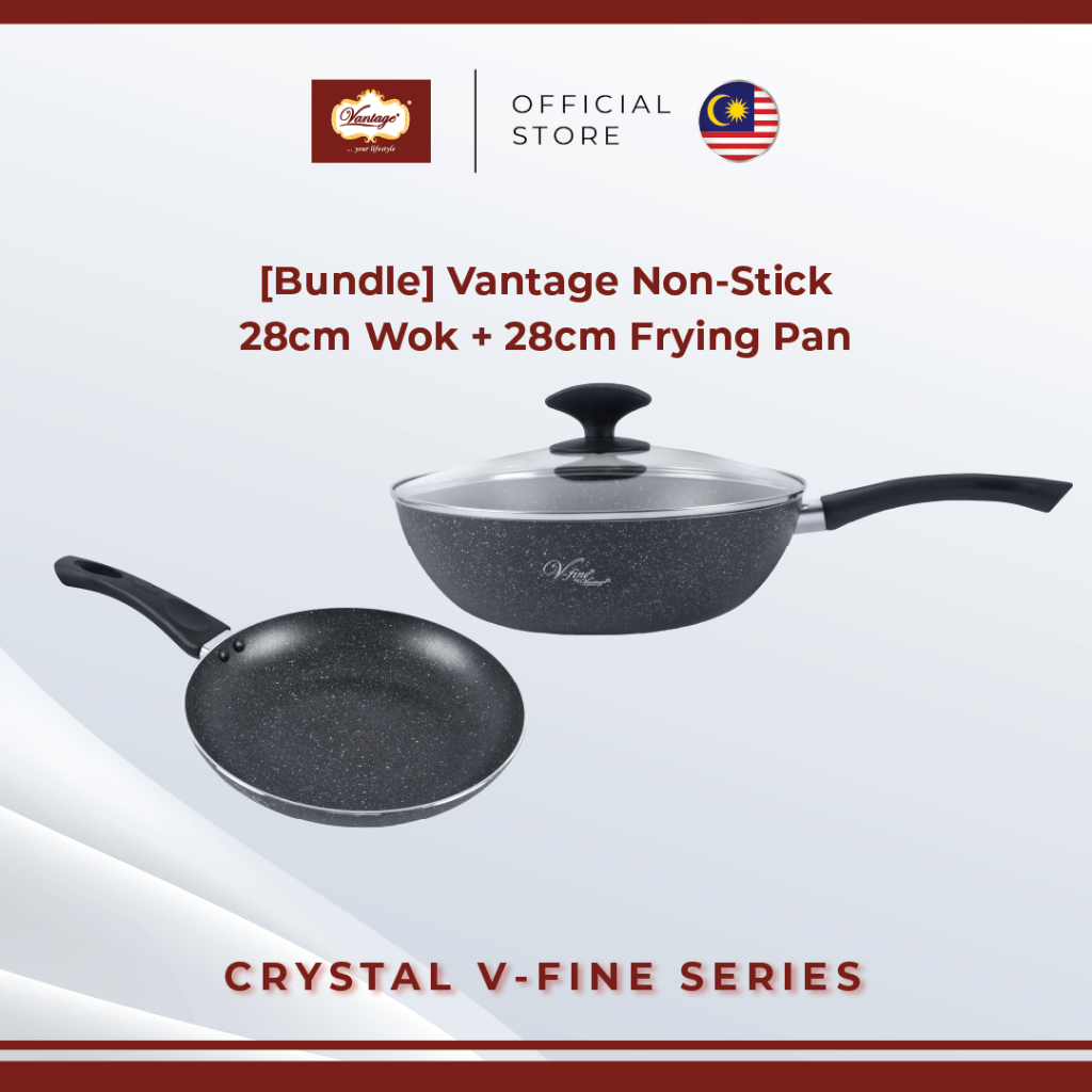 [Bundle]Vantage Crystal 28cm Wok + 28cm Frying Pan Frying Pan with IH ...