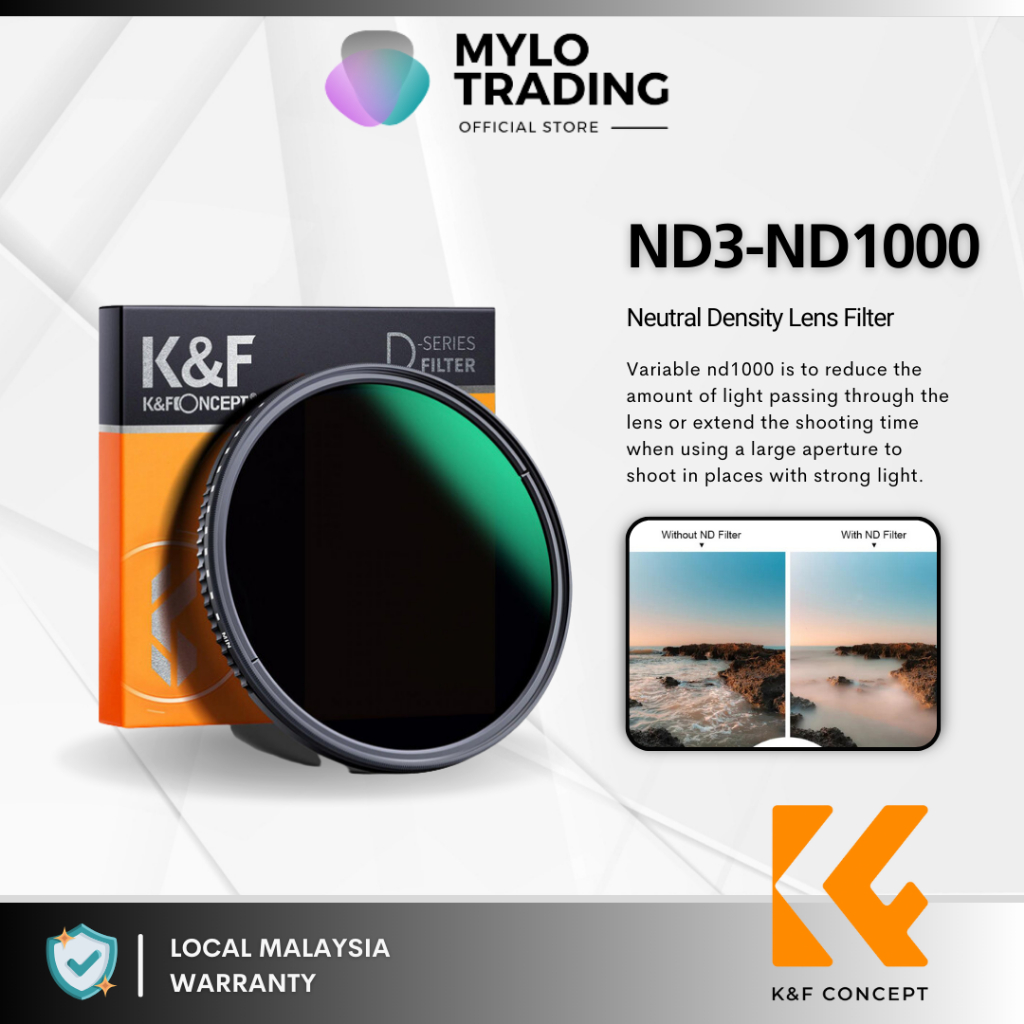 K&F Concept Variable ND3 - ND1000 ND Filter (1.5-10 Stops) Neutral ...