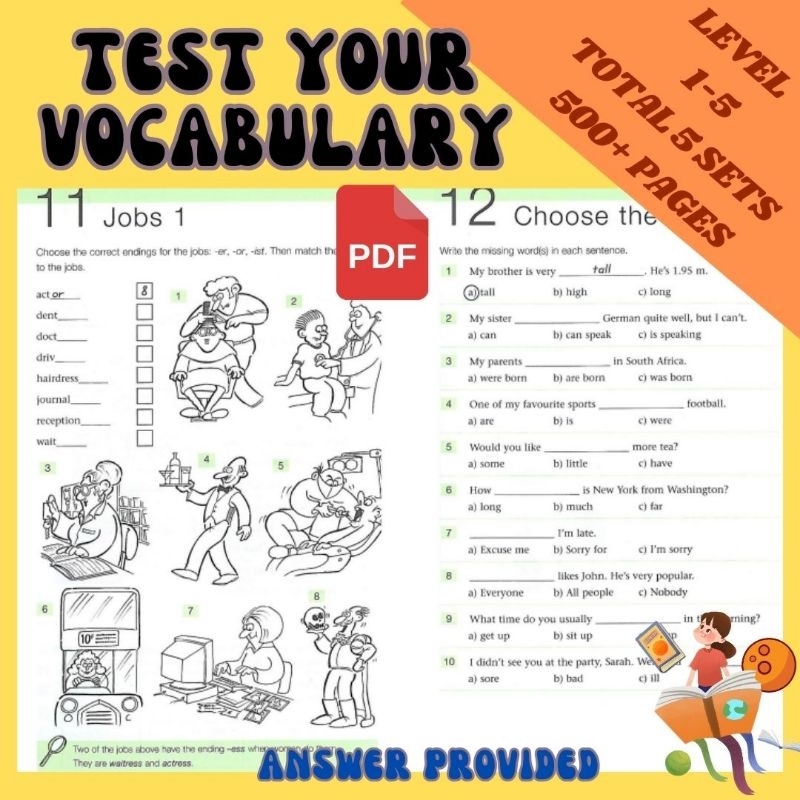 E83 PDf Test your vocabulary I 6-12 years old I Primary learning vocab ...