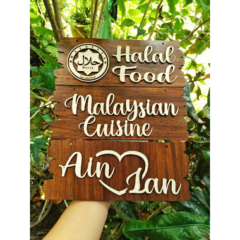 3D Custom Text Logo Sign Board Door Home Deco Wooden Kayu Plywood Murah ...