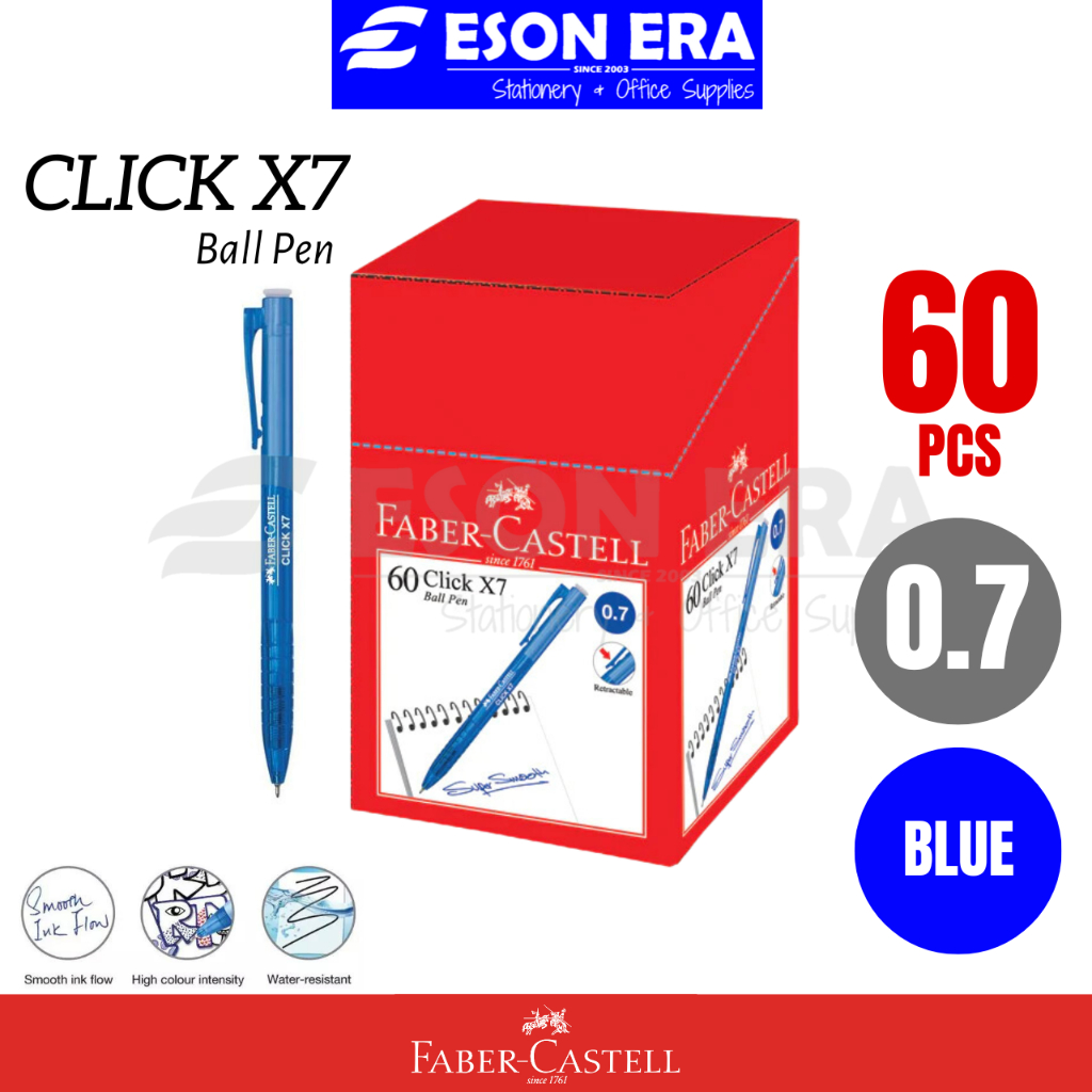 Faber-Castell Click X Ball Pen Retractable (60pcs/box) Click X5 0.5mm / Click X7 0.7mm Bundle ...