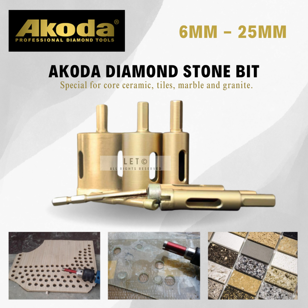AKODA 6MM - 25MM DIAMOND STONE BIT (WET CORE) | Shopee Malaysia