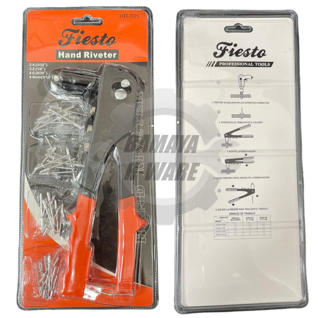 Hand Rivet Gun C/W 28pcs Rivet. 4pcs nozzle rivet gun hand riveter tool ...