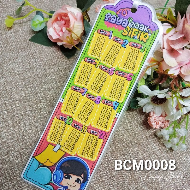 12 Design Penanda Buku Sifir Darab | Bookmark Ciphers Multiplication ...