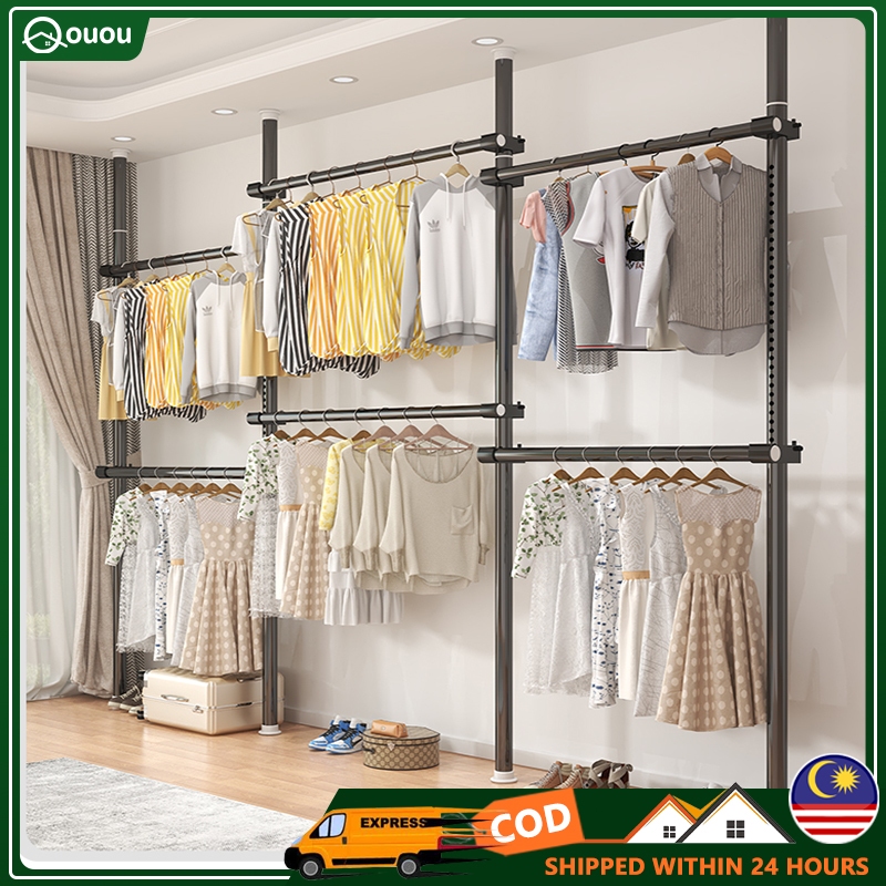 Ampaian baju Floor-Standing Clothes Rack Ceiling Telescopic Cloth ...