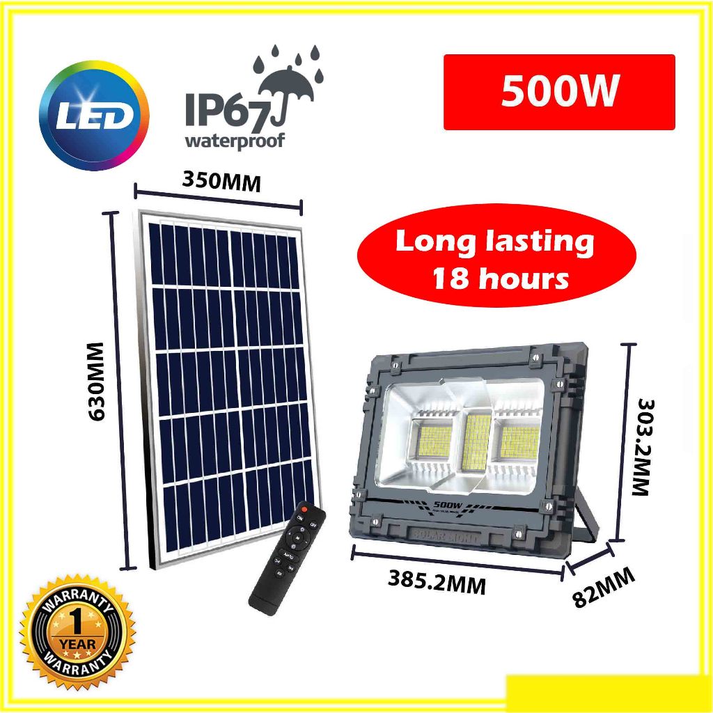 SOLAR LED FLOOD LIGHT IP67 100W/300W/500W/800W SPOTLIGHT WATERPROOF ...