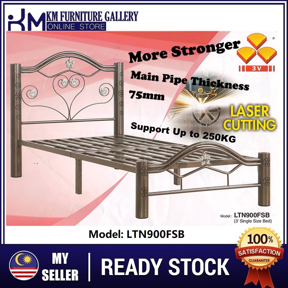 KM Furniture Gallery 3V Single Metal Bed Frame Super Base Heavy Duty ...