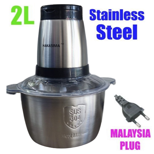 Stainless Steel 250w 2L Electric Chopper Meat Grinder Mincer Pengisar ...