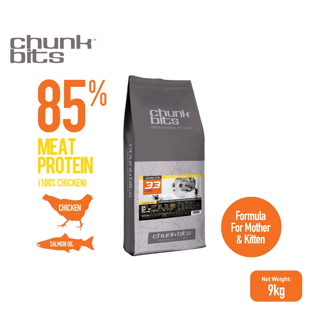 CHUNKBITS Cubs 33 Cat Dry Food - Chicken/Salmon/Barley (9kg) | Shopee ...