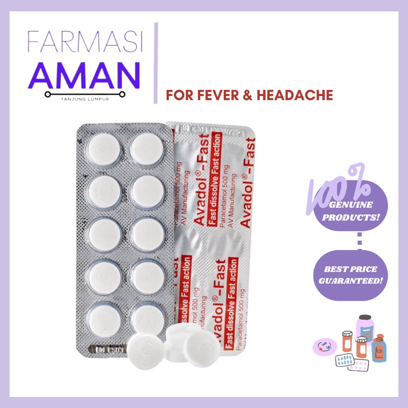 Avadol-Fast Paracetamol 500mg Tablet 10’s | Shopee Malaysia