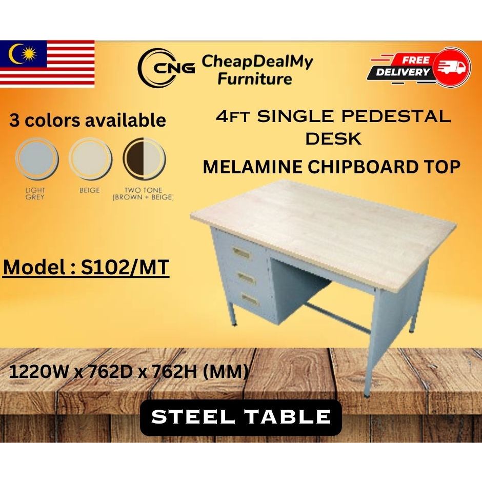 CheapDeal Melamine chipboard table top steel table/ meja besi 2 models ...
