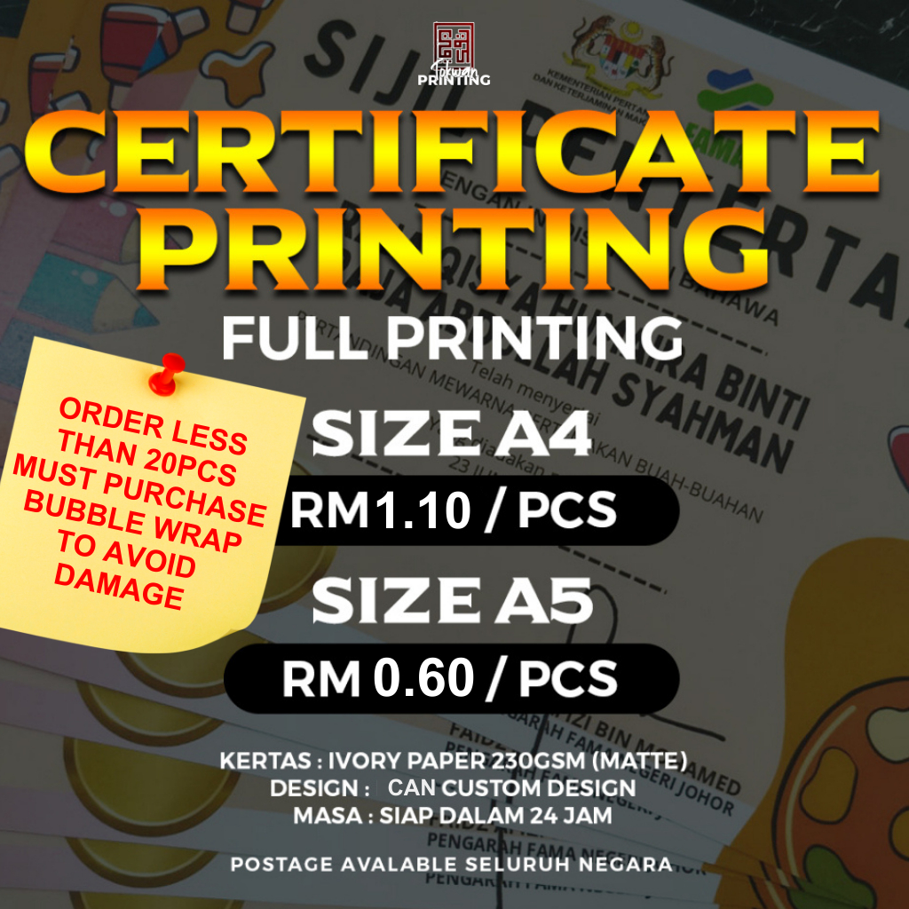 Certificate Print A4 & A5 | Shopee Malaysia