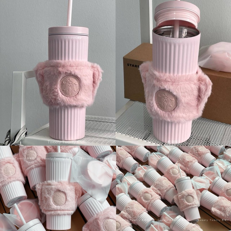 Starbucks Straw Fluffy Tumbler Vacumm Flask Stainless Steel Bottle Cup ...