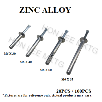 [20 PCS / 100 PCS] ZINC ALLOY / HAMMER DRIVE ANCHOR M6 X 30, M6 X 40 ...