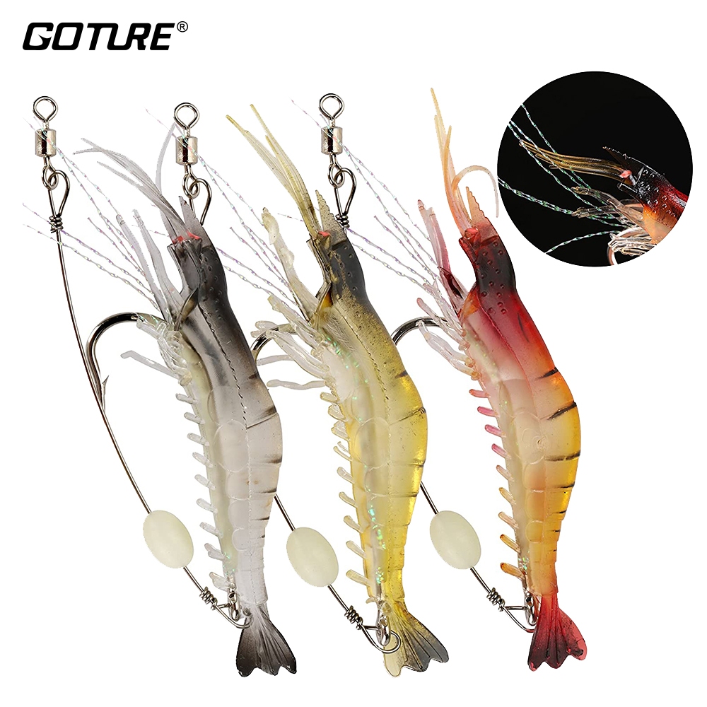Goture 3pcs Soft Luminous Shrimp Fishing Lure 9cm 6g Bait Soft Lures ...