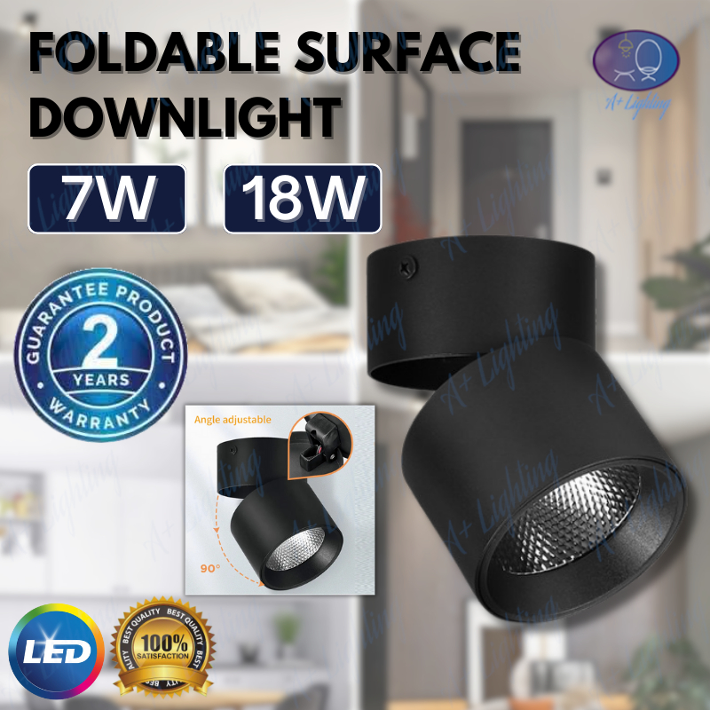 LED FOLDABLE DOWNLIGHT SURFACE MOUNTED 7W 18W COB SPOTLIGHT TRACK LIGHT LIGHTING lampu siling ...