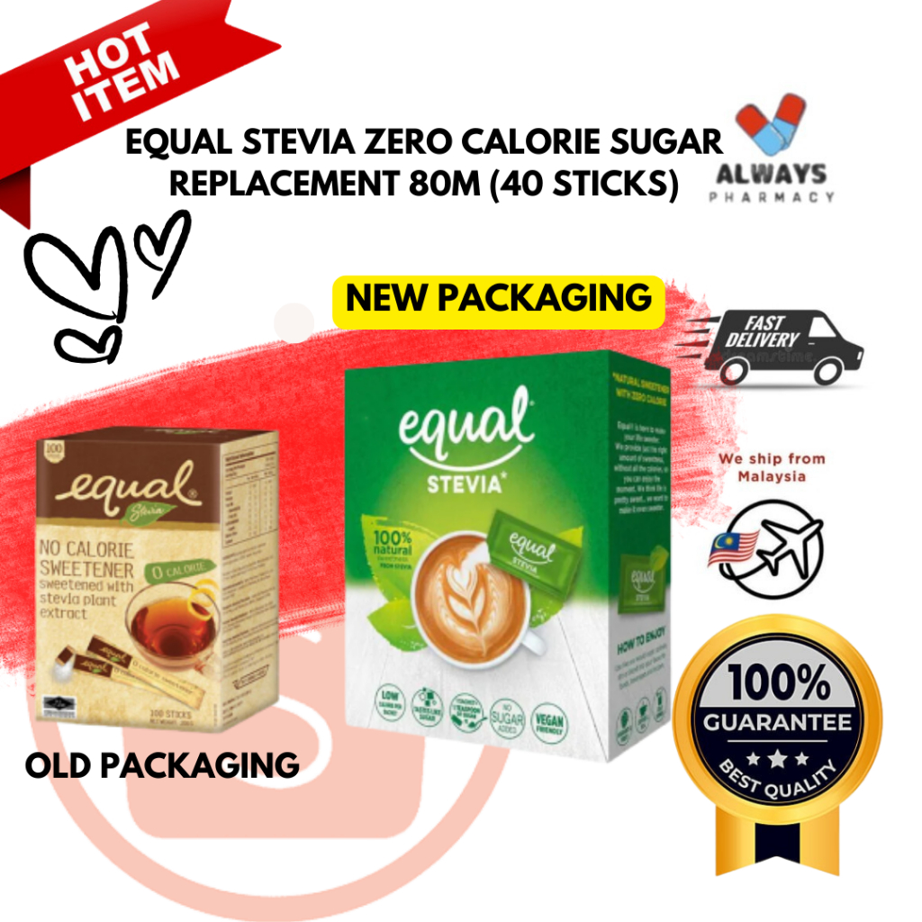 EQUAL STEVIA ZERO CALORIE SUGAR REPLACEMENT 80M (40 STICKS) | PENGGANTI ...