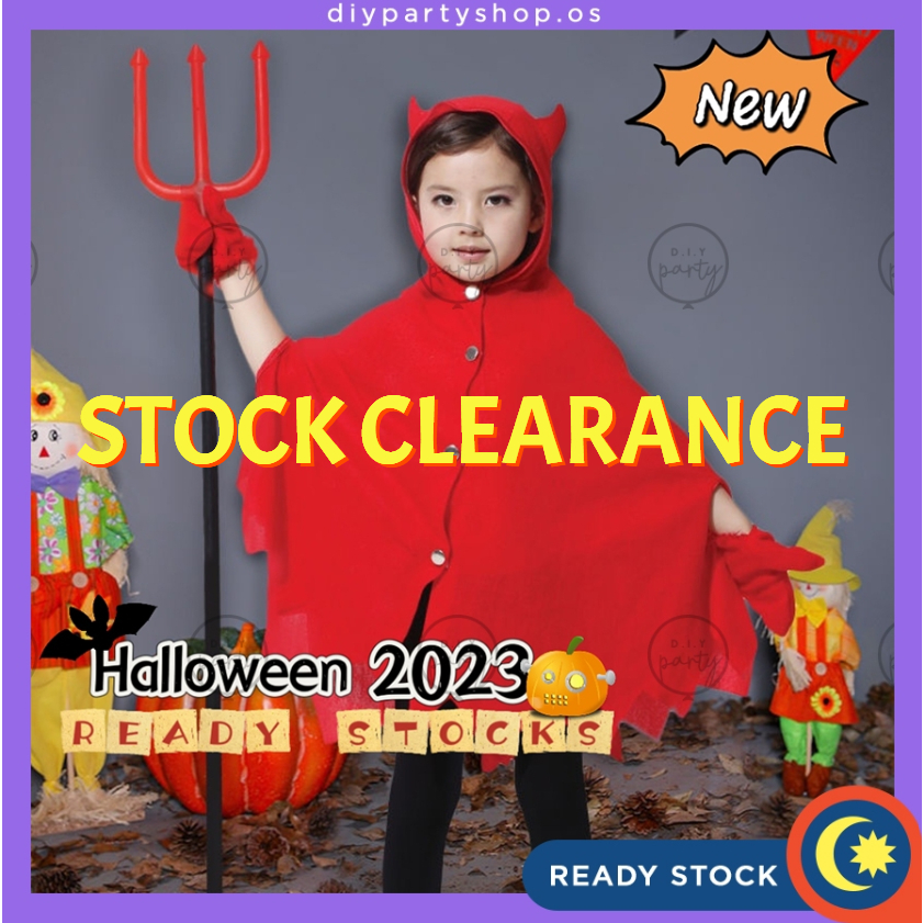 Red Devil Hood Halloween Costume Shawl Ruffled Cute Cape Cloak Boy Girl ...