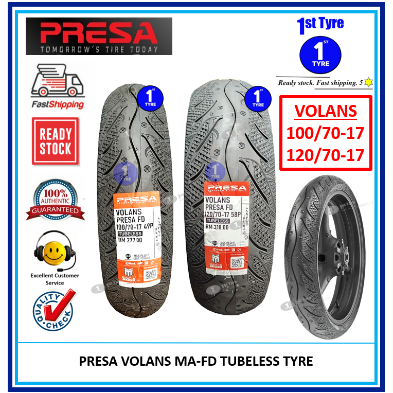 TAYAR TIRES PRESA MAXXIS VOLANS TUBELESS MAFD 100/70/17, 120/70-17 ...