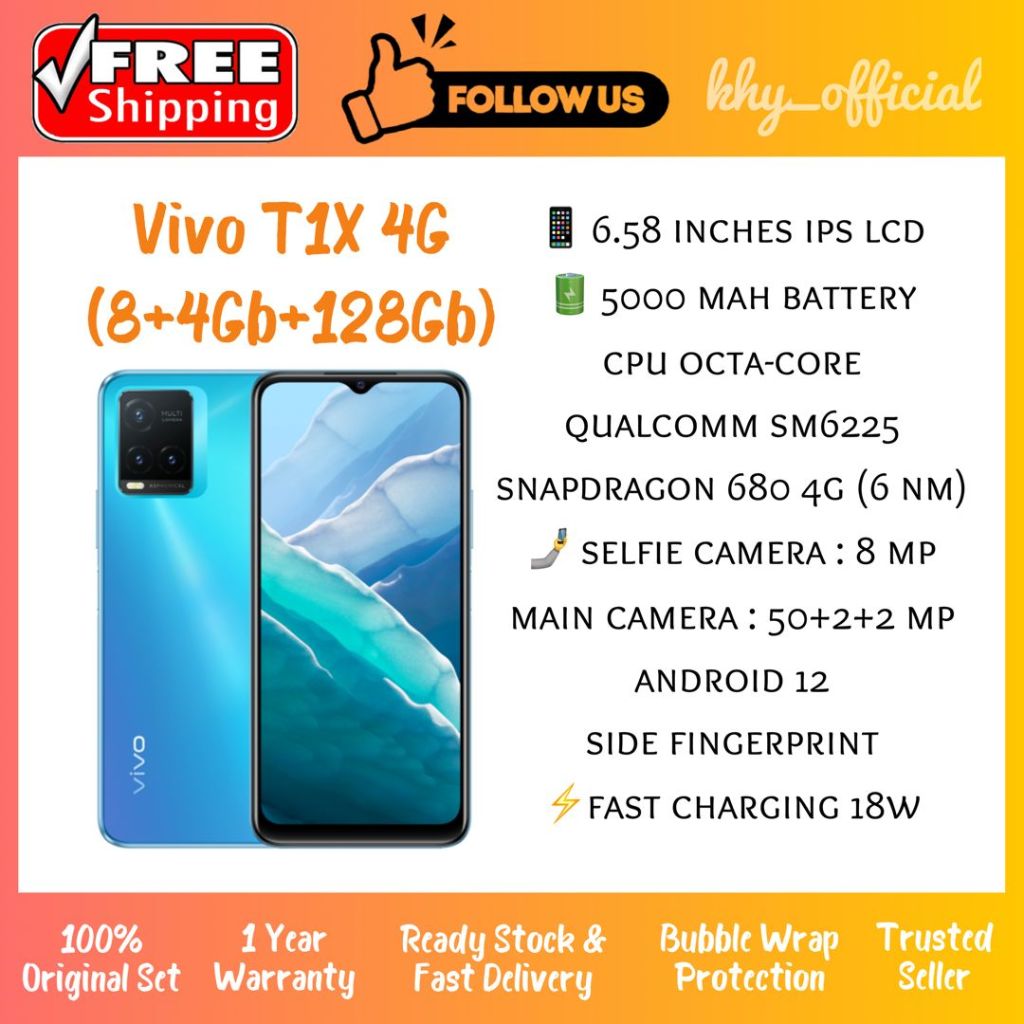 New Smartphone Original Vivo T1x 4g [ 8+4Gb Ram + 128Gb Rom | 50MP Main ...