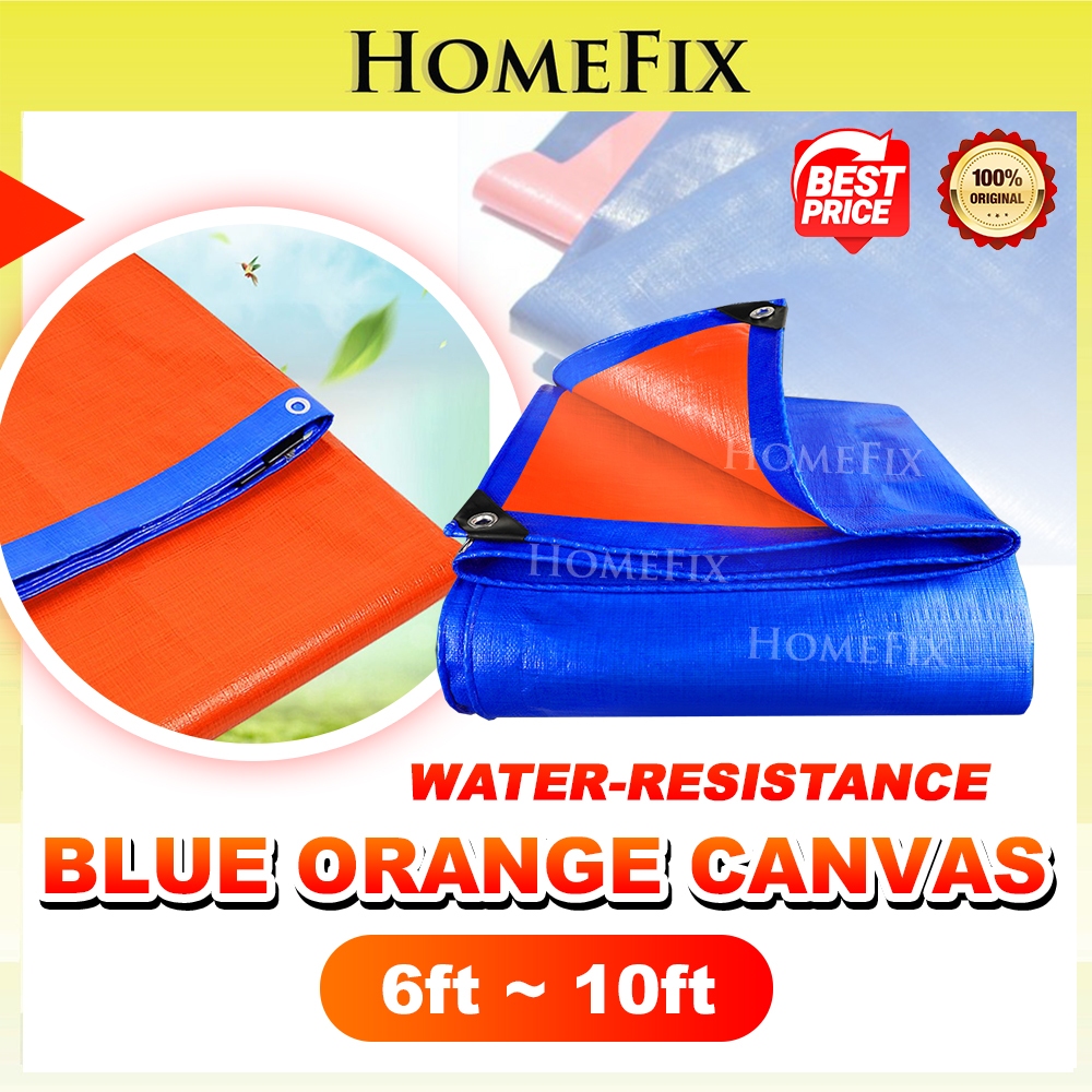 [6' ~ 10'] Blue Orange Tarpaulin Canvas Ready Made PE Tarpaulin Water ...