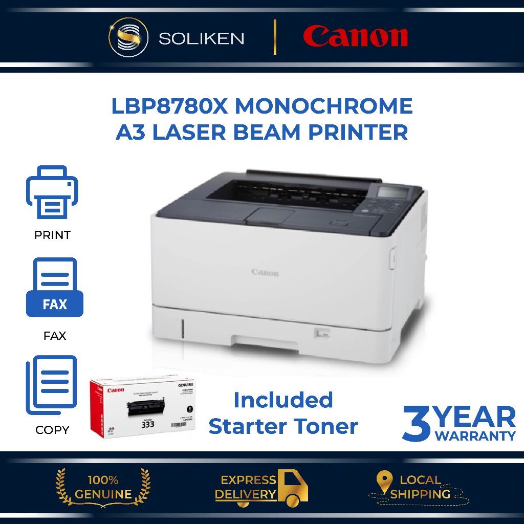 CANON LBP8780x MONOCHROME A3 LASER BEAM PRINTER (100% Original Canon ...