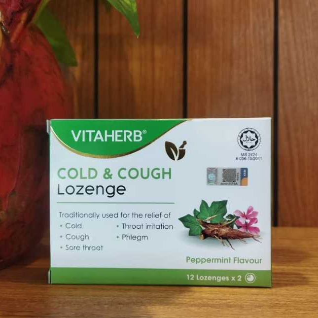 VITAHERB Cold And Cough Lozenges (12's x 2) - Ivy Leaf For Sore Throat ...