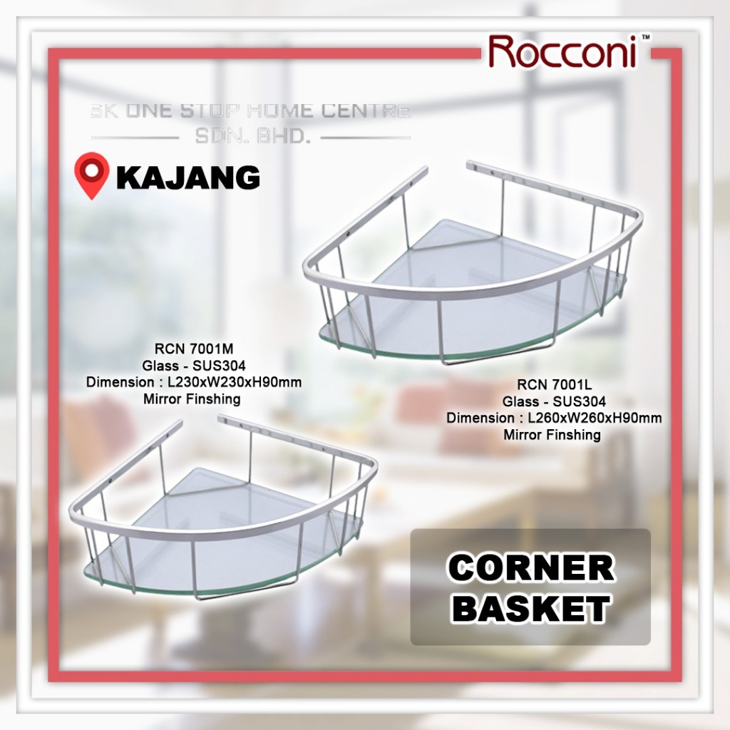 Rocconi RCN 7001M / RCN 7001L Corner Shampoo Basket with Glass | Shopee ...