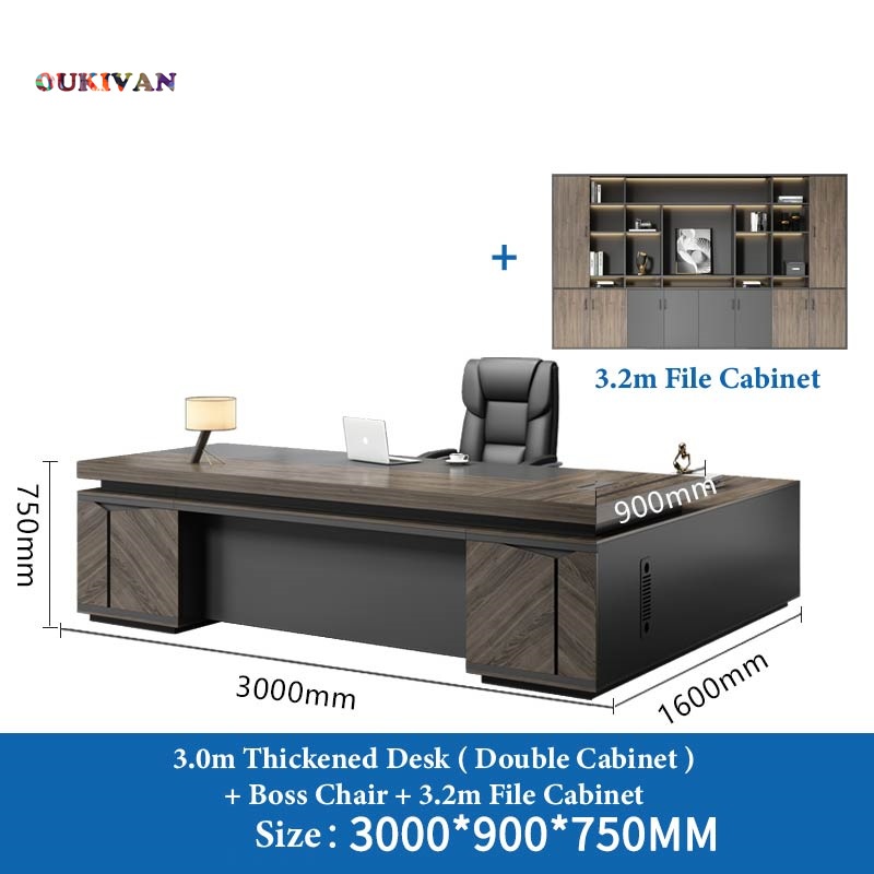 Luxury Office Desk Boss/CEO Desk With Double Side Cabinet Classic ...