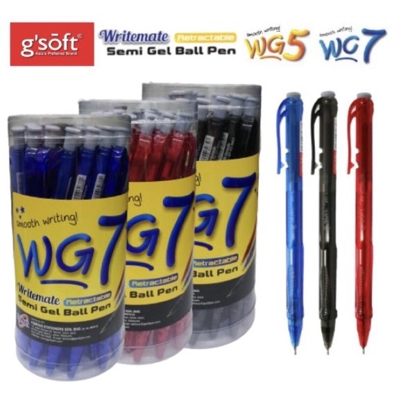 G'soft WG5 /G'soft WG7 Writemate Retractable Semi Gel Ball Pen (0.5mm ...